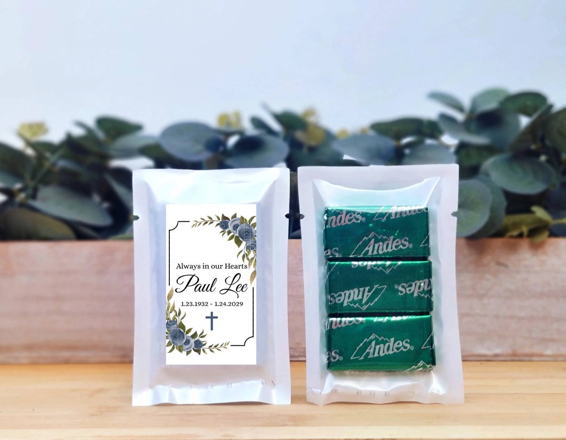 Memorial Andes Mint Chocolate Favors - Memory Mints, Personalized Mints ...