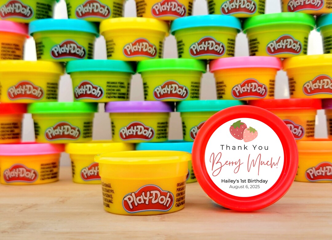 Thank You Berry Much Play Dough Favors - Strawberry Theme Birthday ...