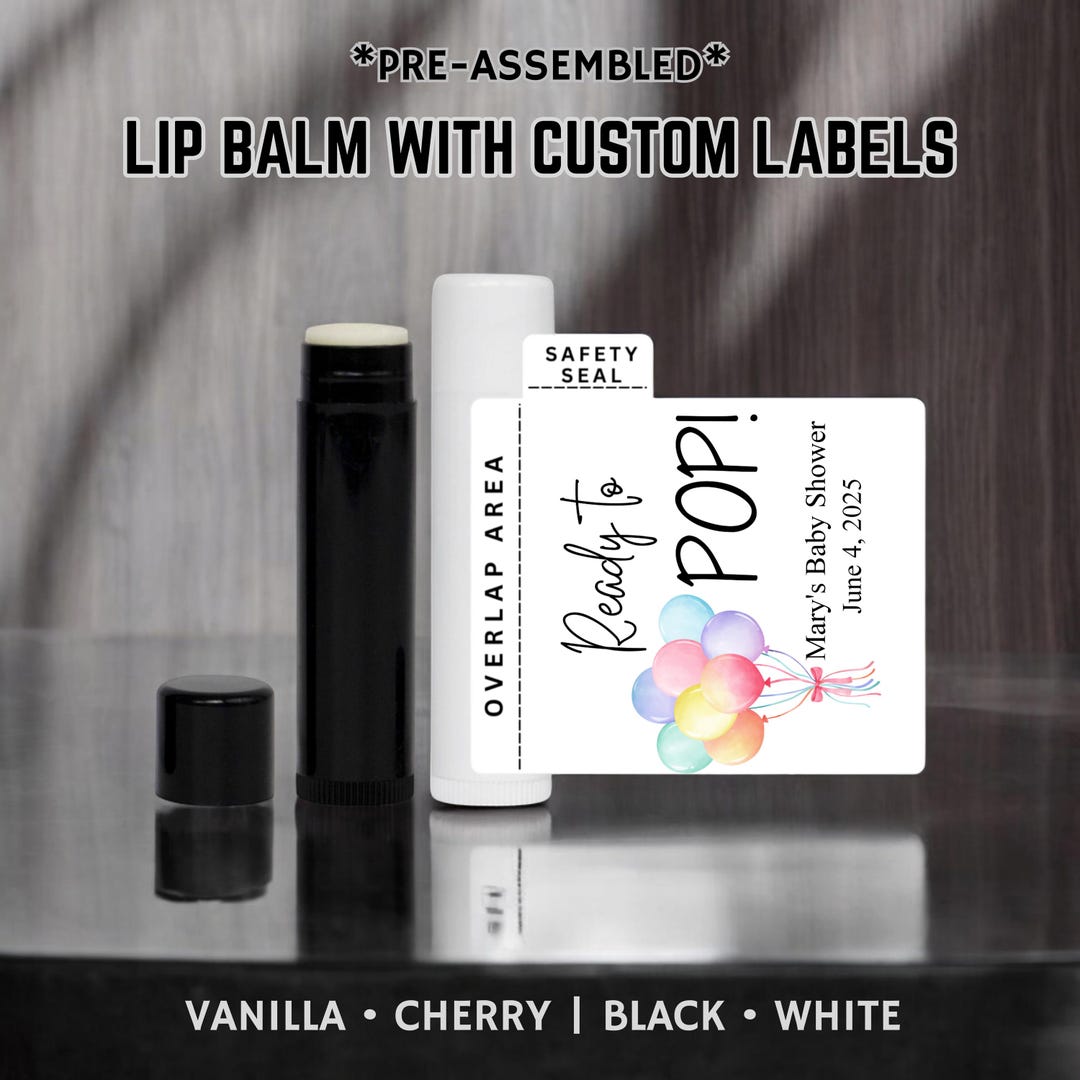 Ready to Pop Baby Shower Lip Balm Favors - PRE-ASSEMBLED - Vanilla or ...