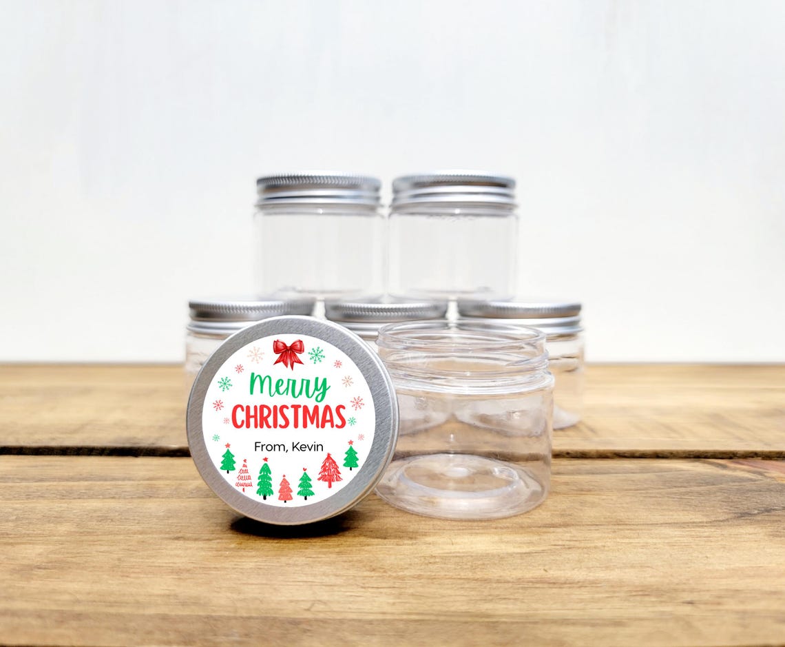 Merry Christmas Mini Jar Favors - Empty Jars W/ Custom Lids - DIY Candy ...