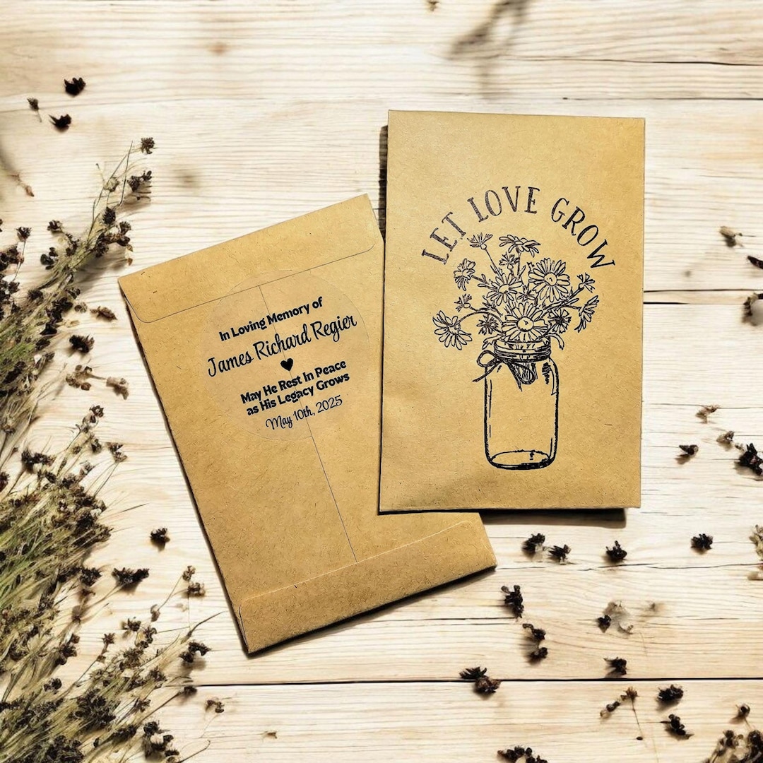 Memorial Service Seed Favors – Sealed Wildflower Packets | Funeral ...
