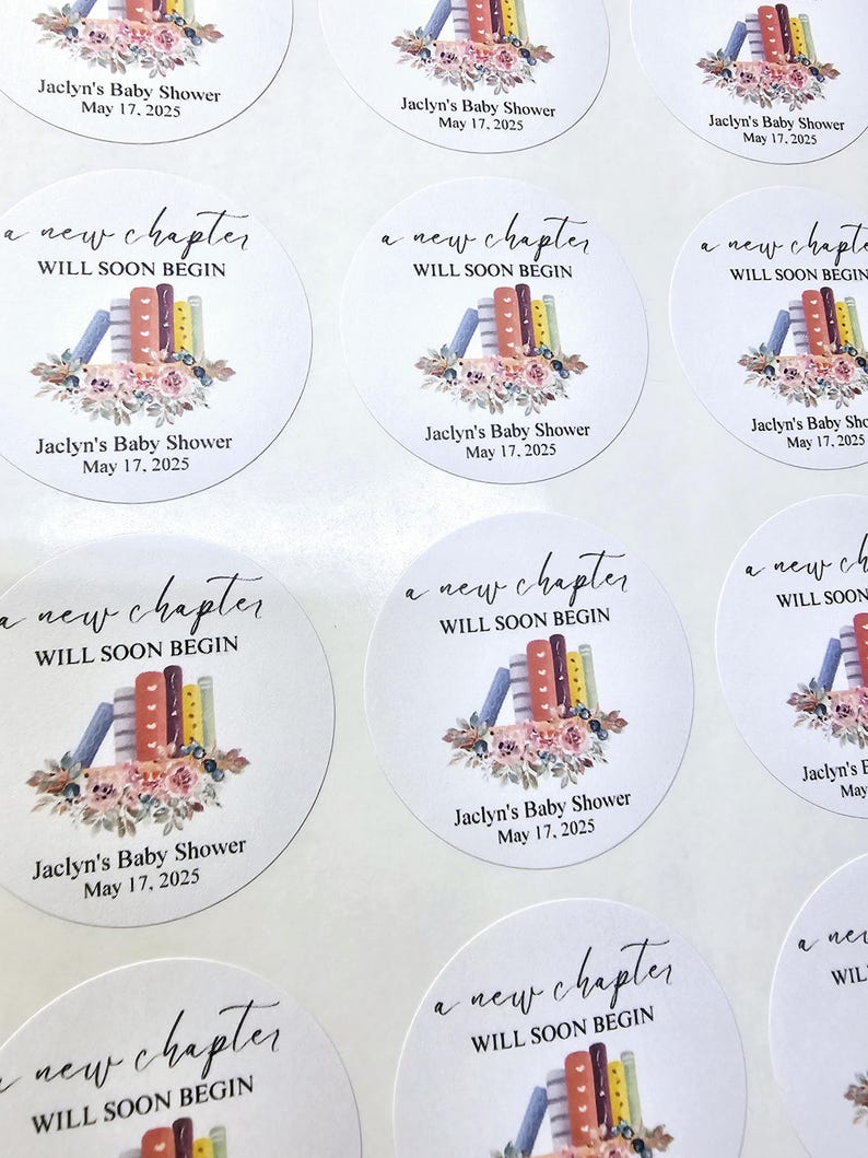 Storybook Baby Shower Stickers - Custom New Chapter Baby Shower Labels ...