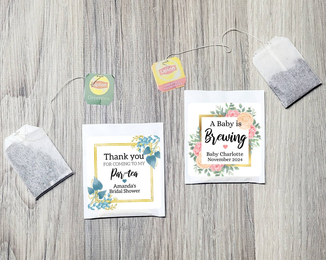 Personalized Tea Bag Favors W/ Custom Label - Wedding Tea, Baby Shower ...