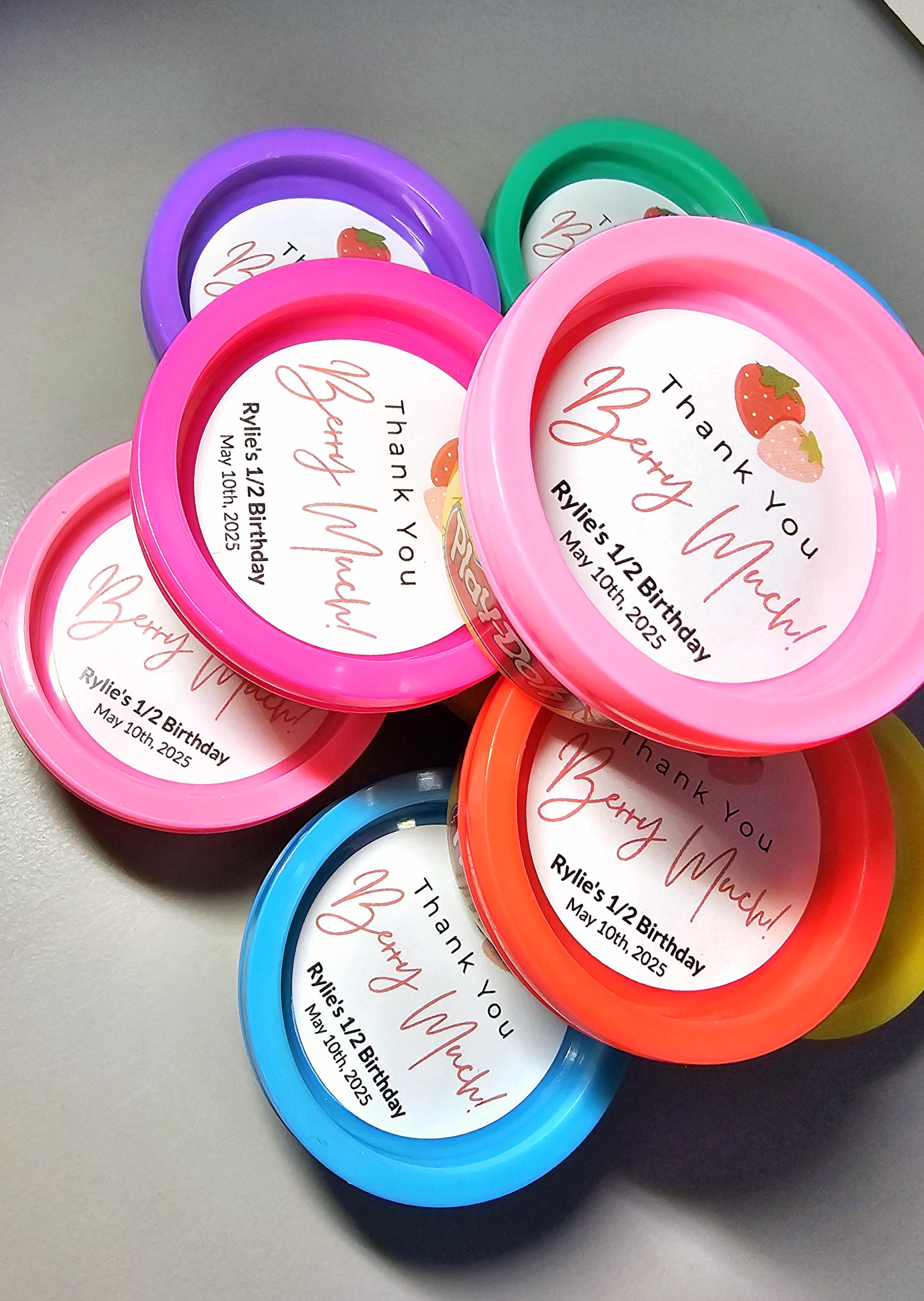 Thank You Berry Much Play Dough Favors - Strawberry Theme Birthday ...