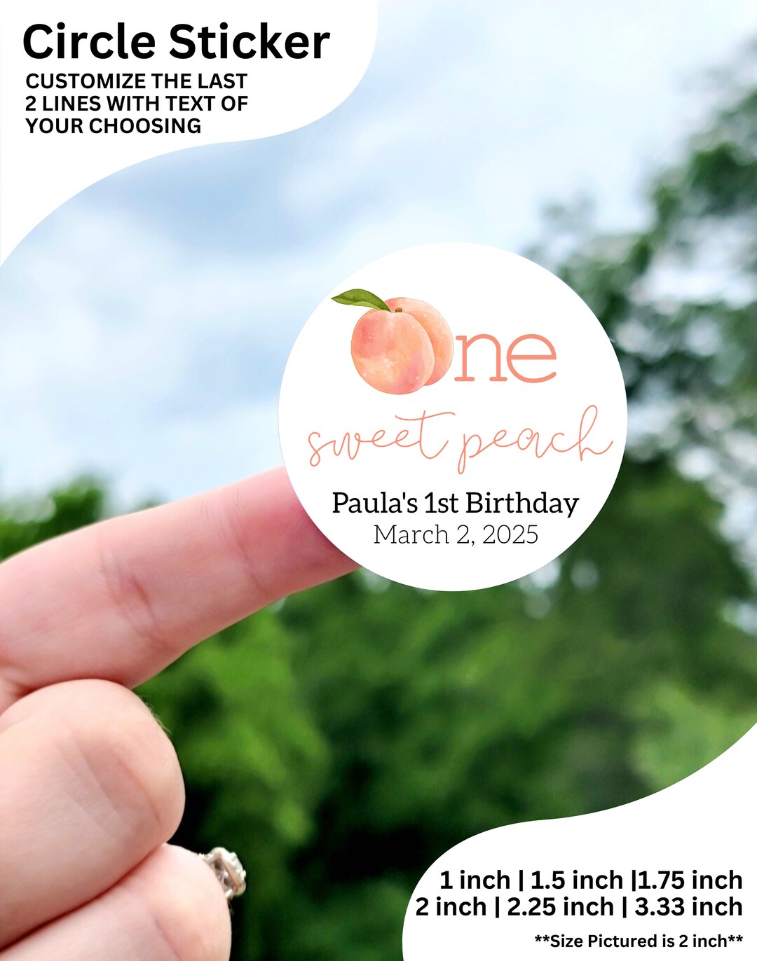 One Sweet Peach 1st Birthday Stickers - Custom Peach Birthday Party ...