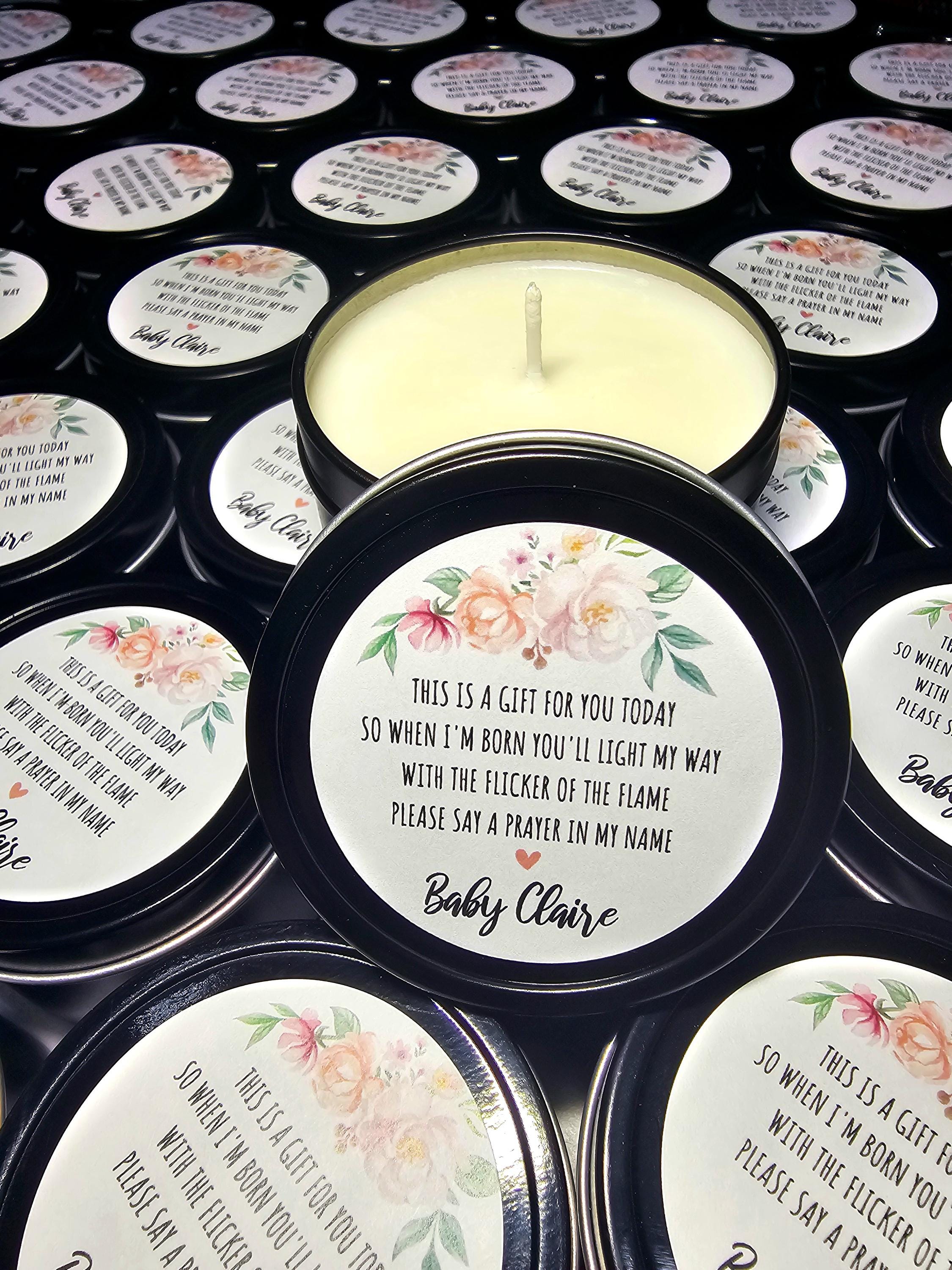 Pink Floral Baby Prayer Candle Favors - FULLY ASSEMBLED - Girl Poem ...