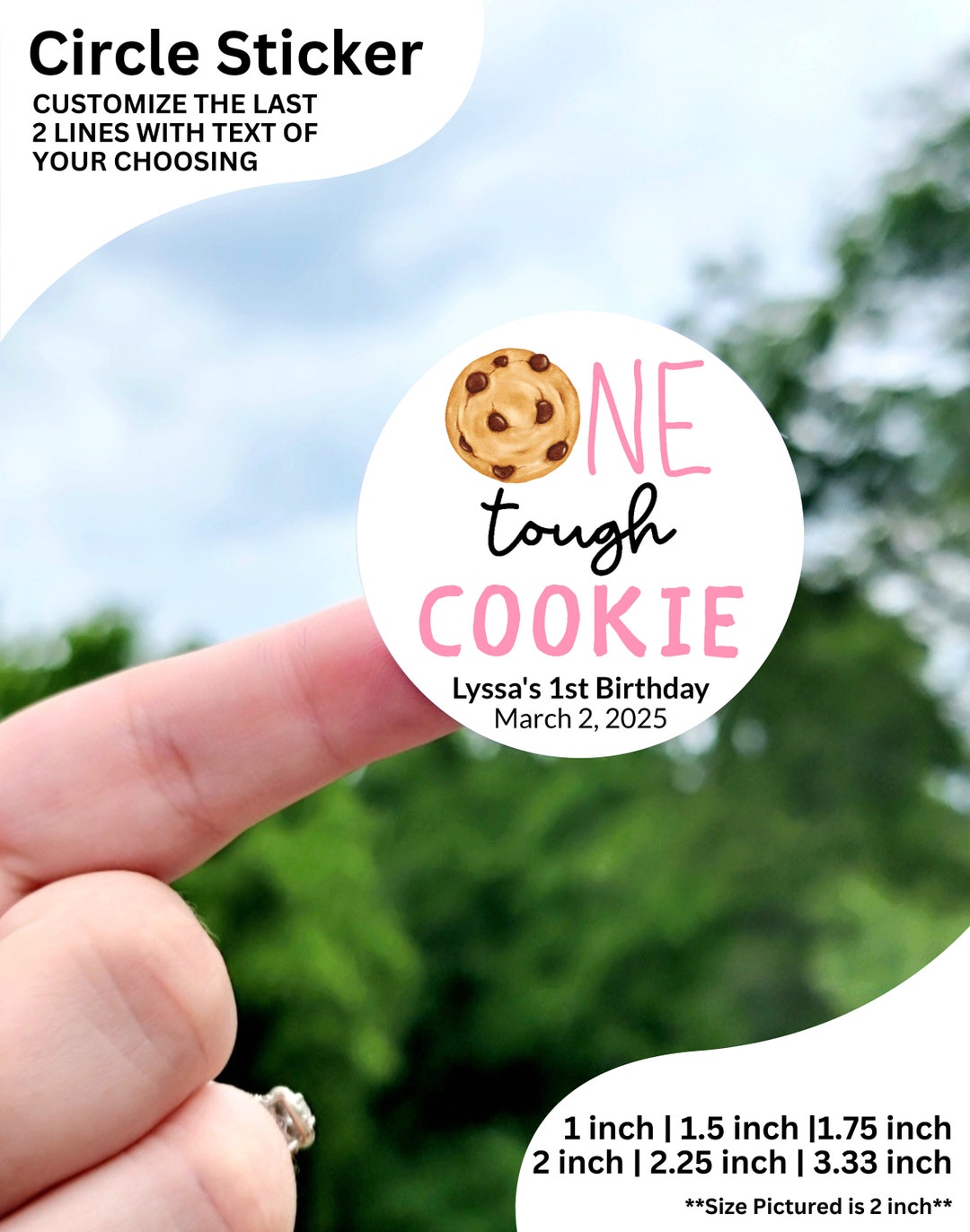 One Tough Cookie Girl 1st Birthday Stickers - Custom Milk and Cookies ...