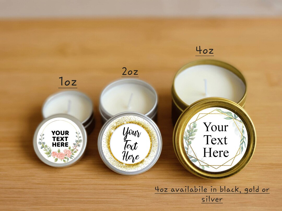 Personalized Candle Favors W/ Custom Label - Natural Soy - Scented ...