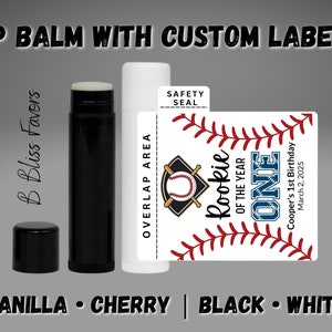 Rookie of the Year 1st Birthday Lip Balm Favors PRE-ASSEMBLED Vanilla ...