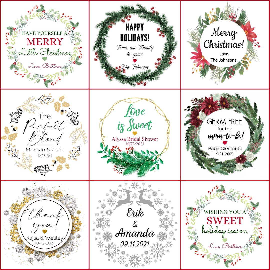 Holiday Labels - Party Labels, Logo Labels, Christmas Labels, Wedding ...