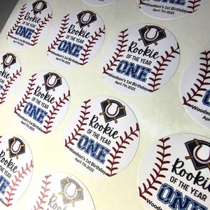 Rookie of the Year 1st Birthday Stickers - Custom Baseball Birthday ...
