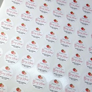 Thank You Berry Much Stickers - Custom Berry Theme Party Labels, Berry ...
