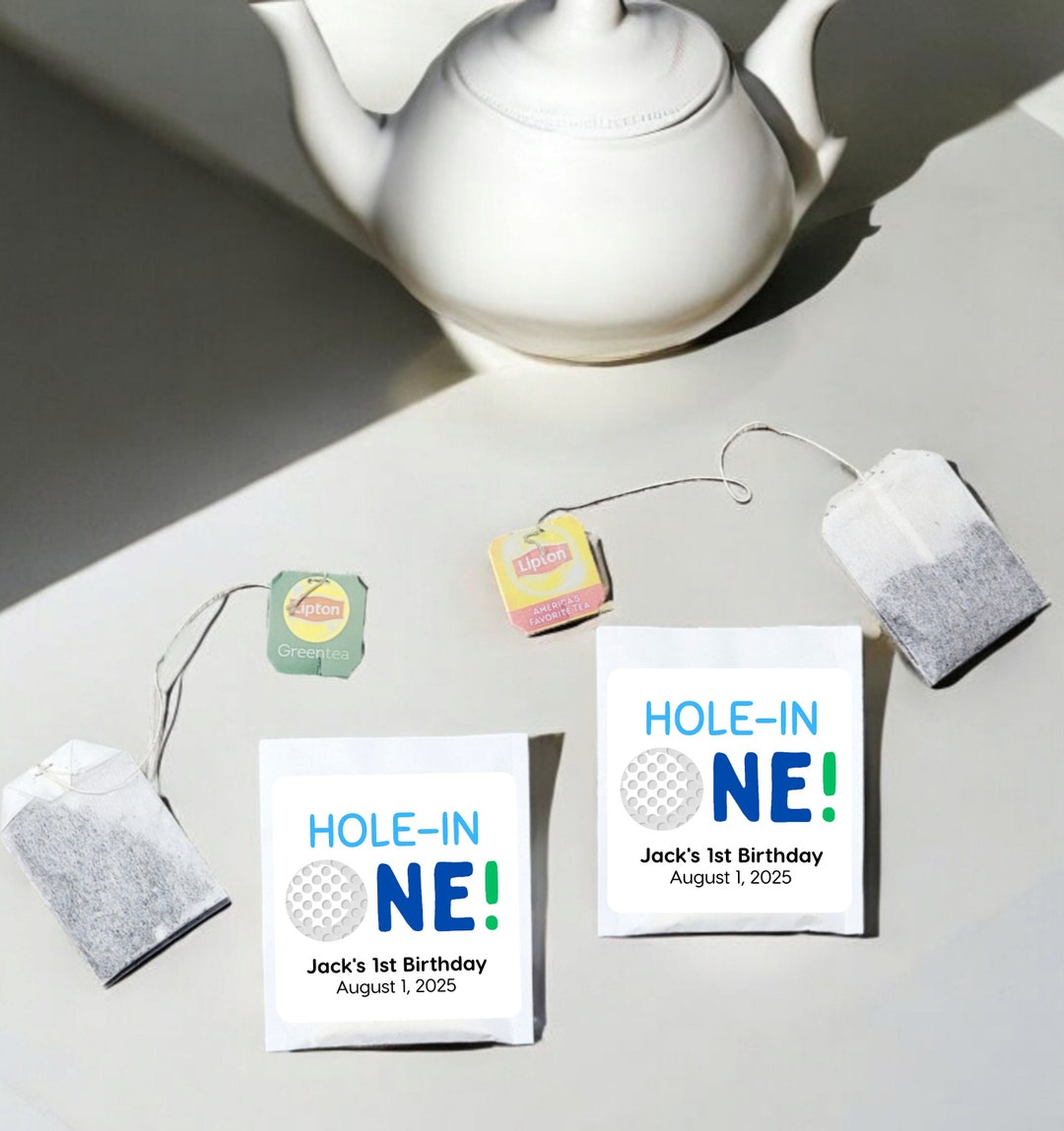 Golf Hole in ONE 1st Birthday Party Tea Favors - Custom Tea Favors ...