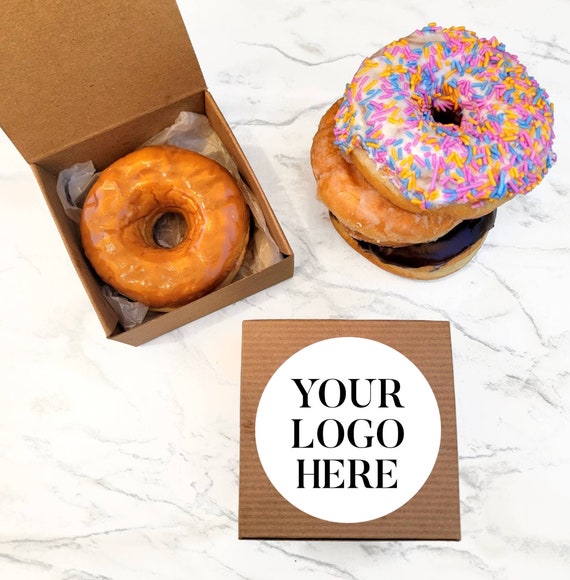 Business Logo Donut Box Custom Donut Favors Edible Business - Etsy