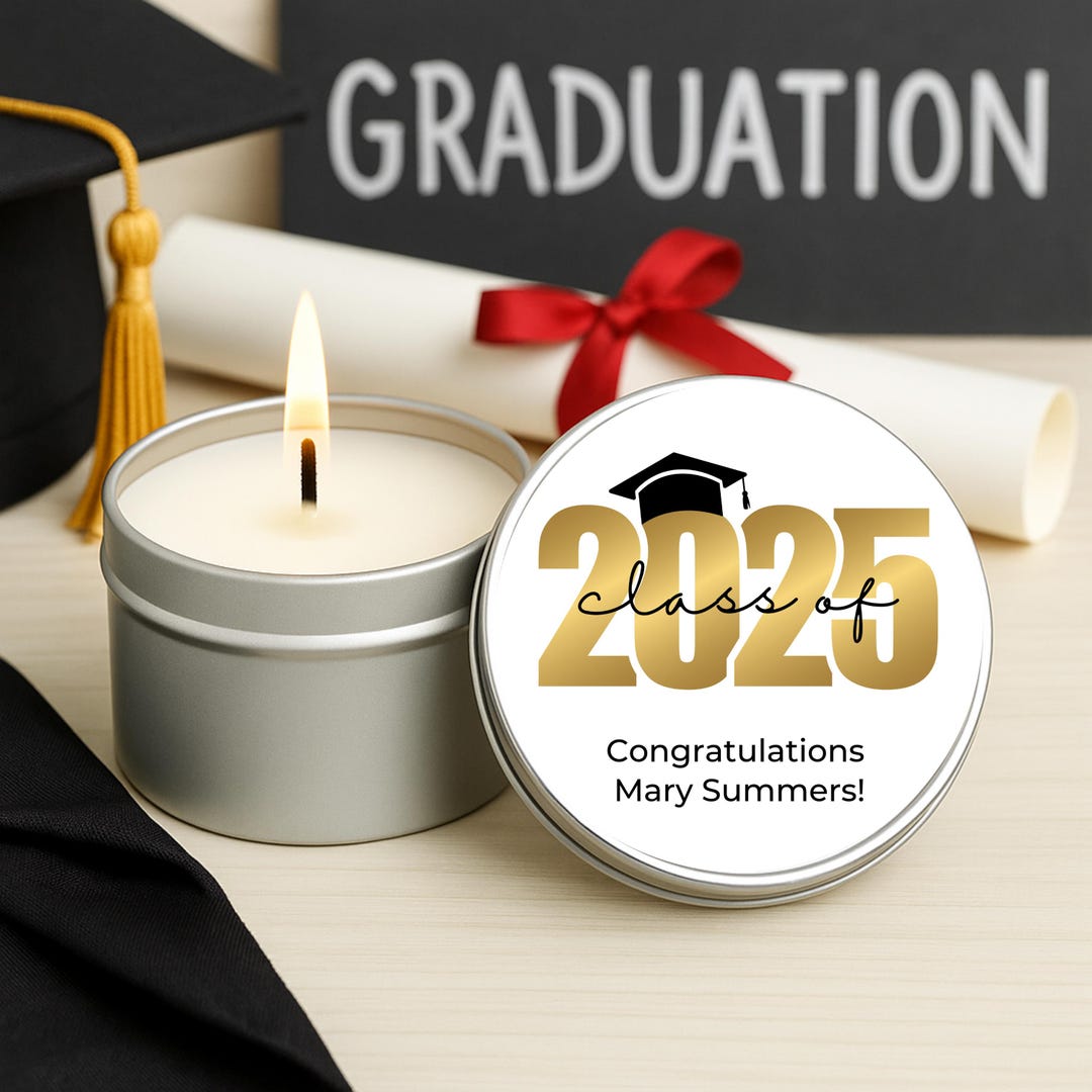 Gold Class of 2025 Graduation Candle Favors, Custom Name Favor ...