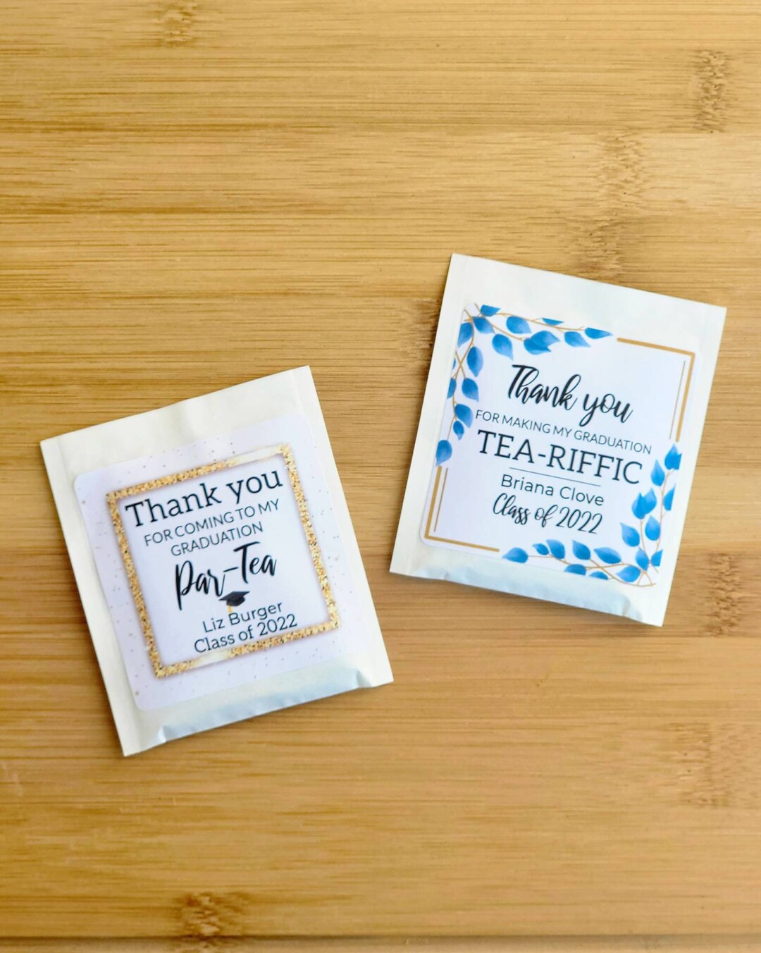 Personalized Tea Bag Favors W/ Custom Label - Graduation Tea Favors ...