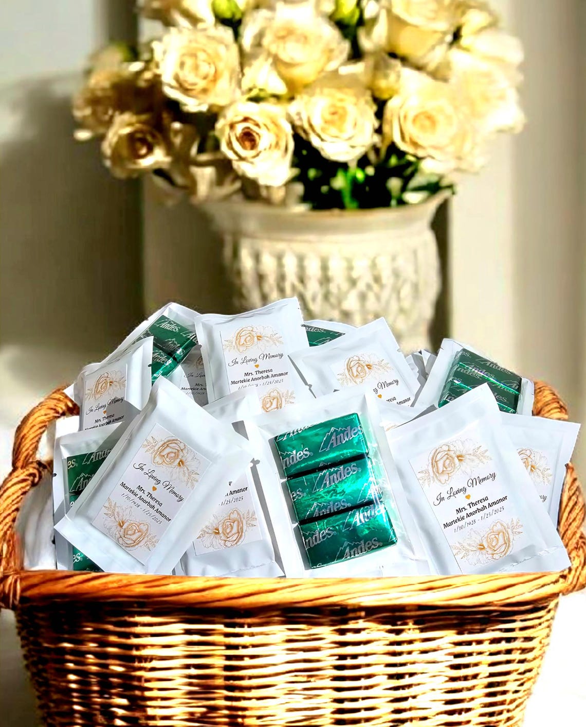 Memorial Andes Mint Chocolate Favors - Memory Mints, Personalized Mints ...