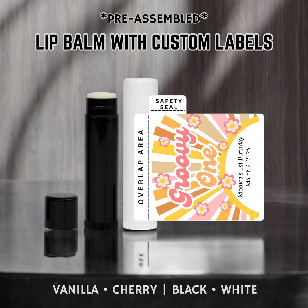 Groovy One 1st Birthday Lip Balm Favors - PRE-ASSEMBLED - Vanilla or ...