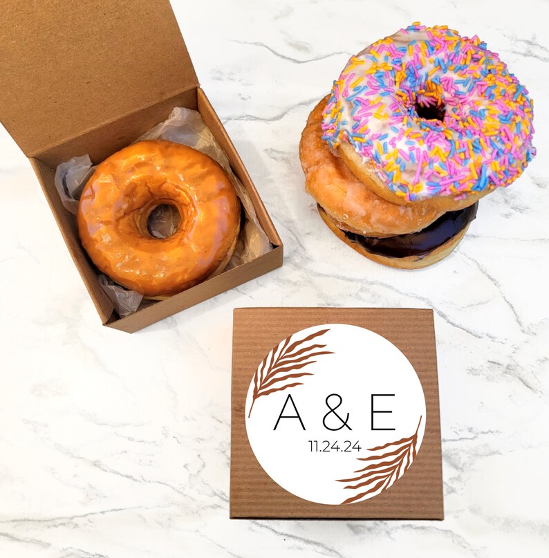 Minimalist Terracotta Donut Box Favors - Burnt Orange Wedding Donuts ...