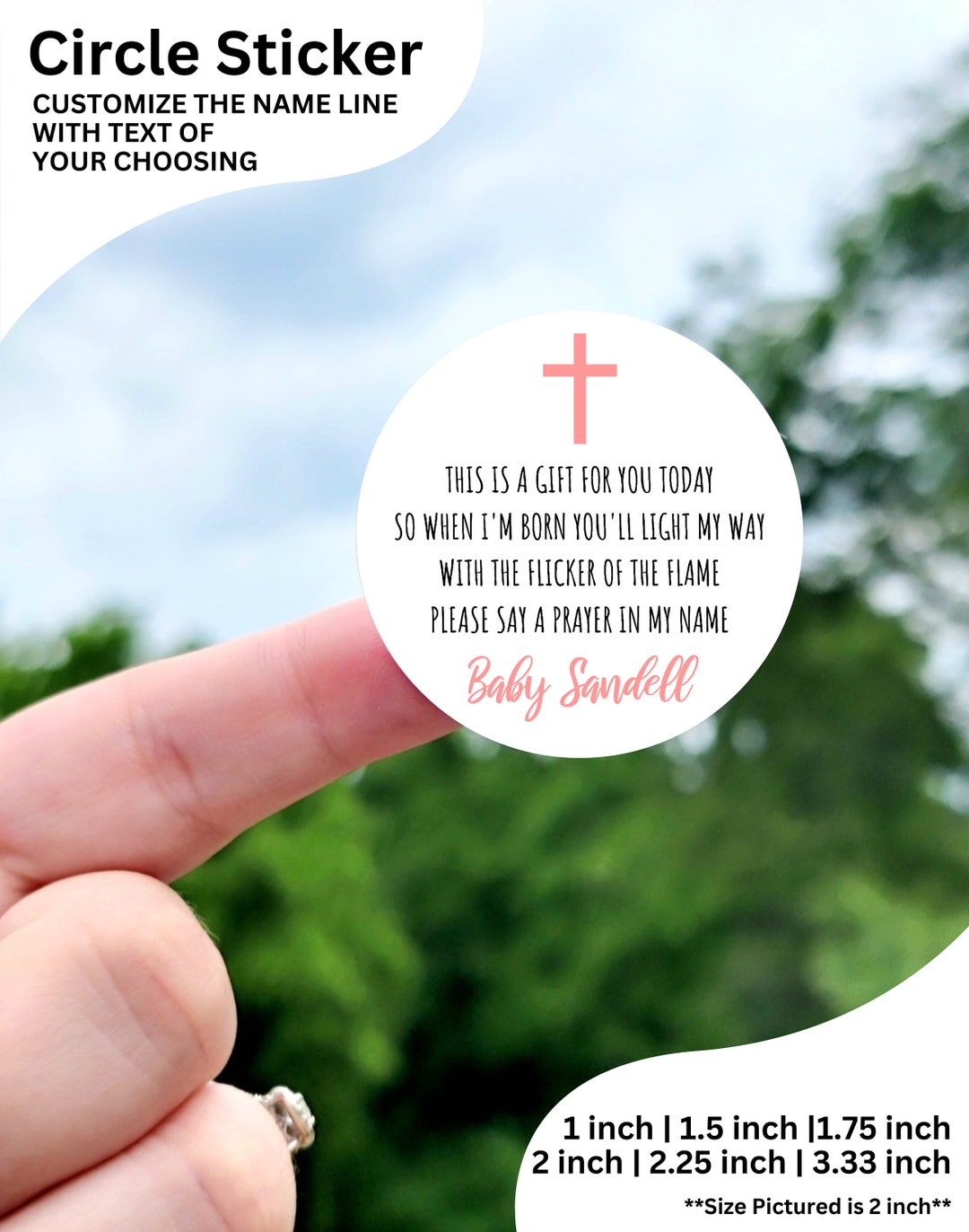 Pink Cross Prayer Candle Stickers - Girl Poem Baby Shower Labels, Girl ...