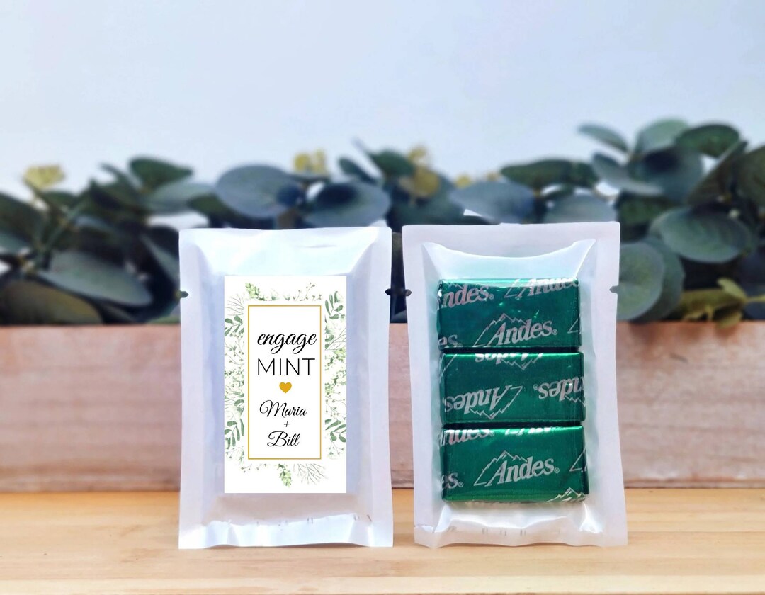 Engagement Andes Mint Chocolate Favors - Engagemint Mints, Personalized ...