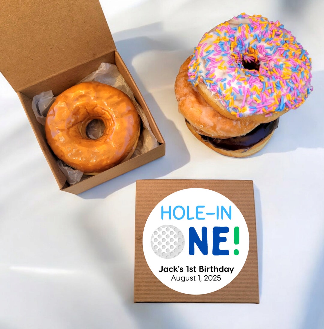 Golf Hole in ONE First Birthday Party Donut Box - Custom Donut Favors ...