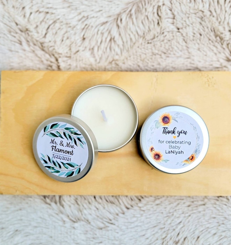 Personalized Candle Favors W/ Custom Label Natural Soy - Etsy
