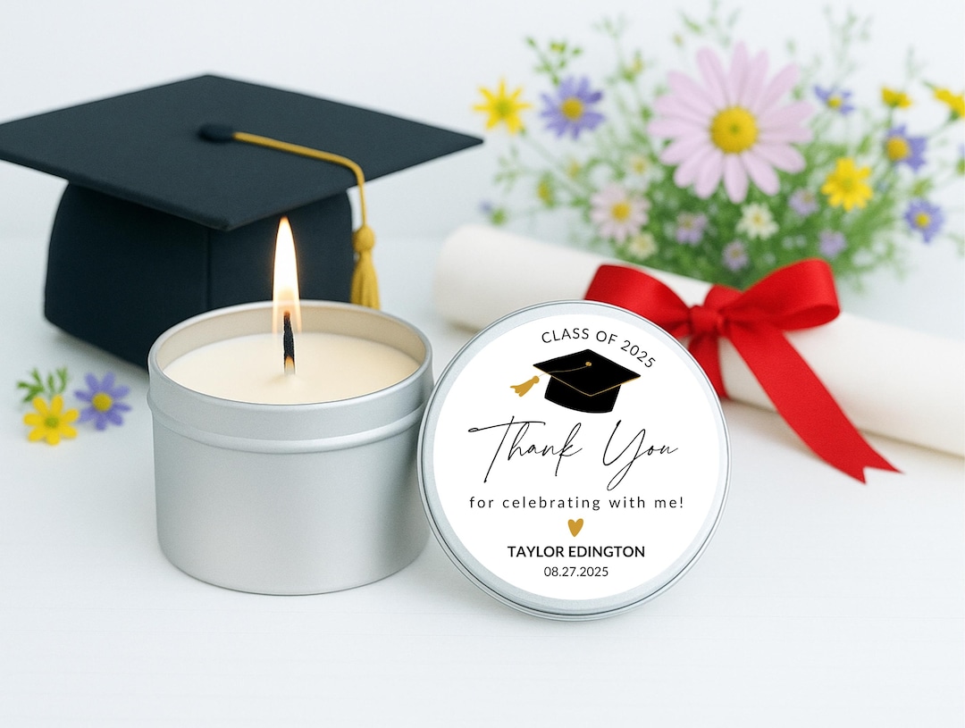 Trendy Thank You Grad Candle Favors, Cute Grad Cap Favor, Girl ...