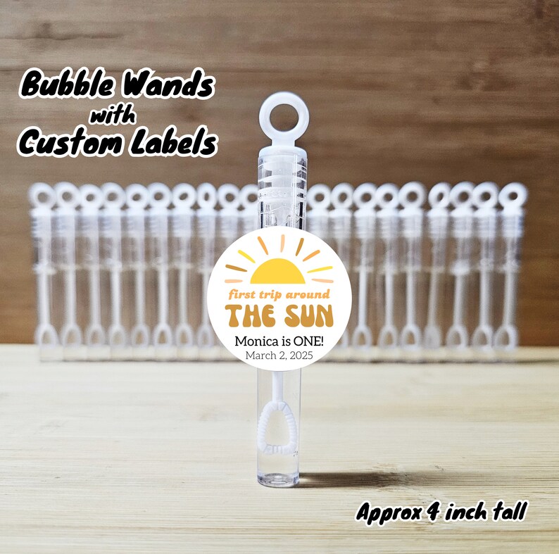First Trip Around the Sun Birthday Bubbles – Custom Bubble Wands With ...