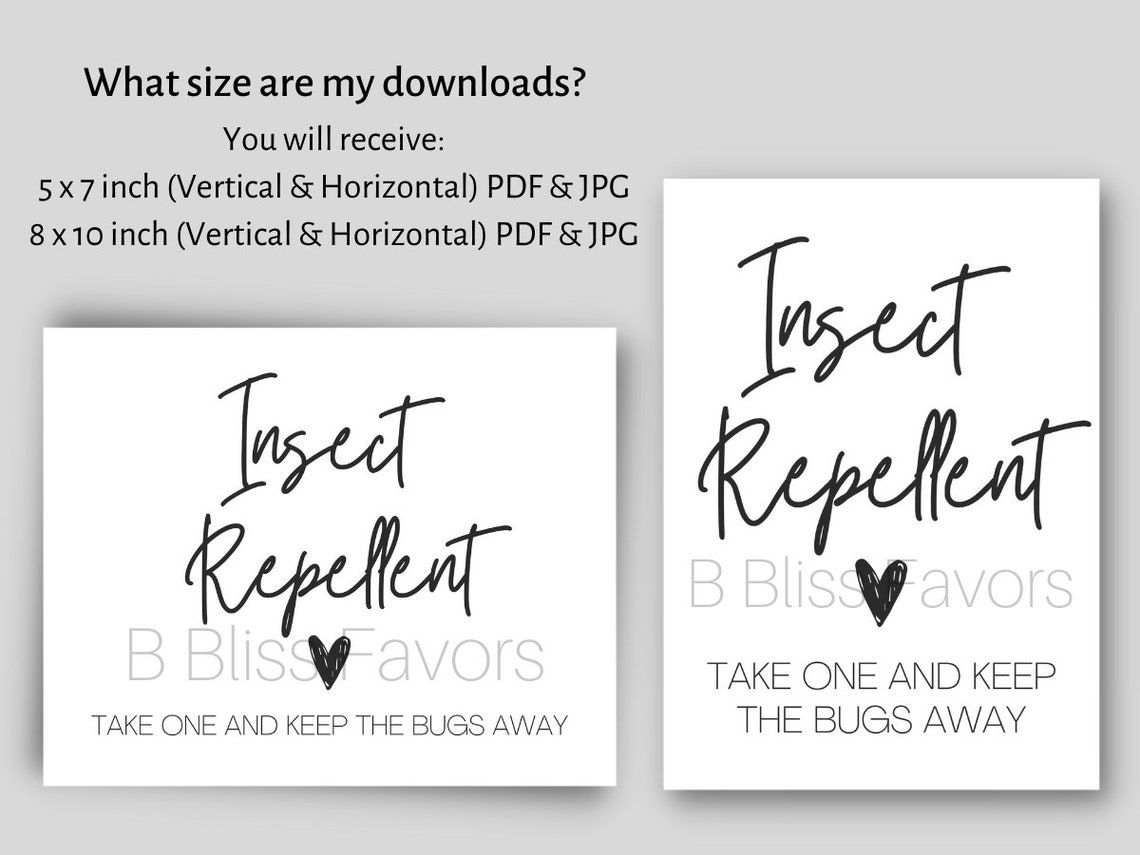Insect Repellent Printable - Bug Spray Sign - Wedding Bug Spray Sign ...