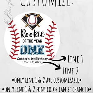 Rookie of the Year 1st Birthday Stickers - Custom Baseball Birthday ...