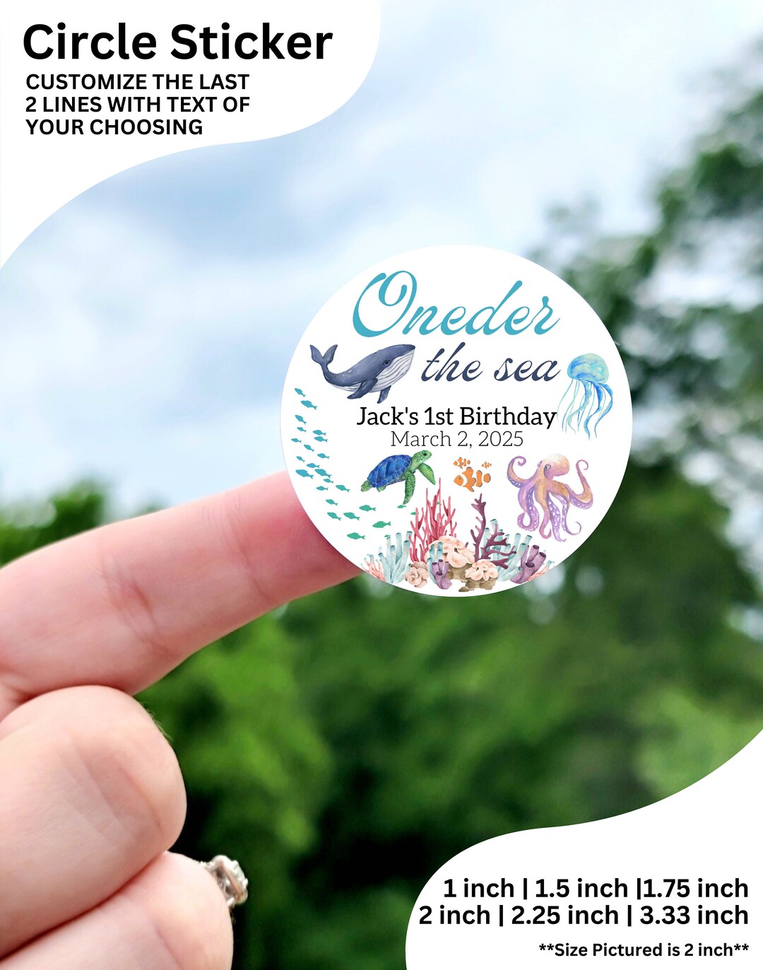 Oneder the Sea 1st Birthday Stickers - Custom Sea Birthday Party Labels ...