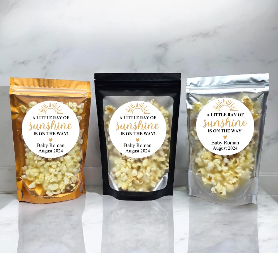 A Little Ray of Sunshine Snack Bag Favors, Custom Sun Baby Shower ...