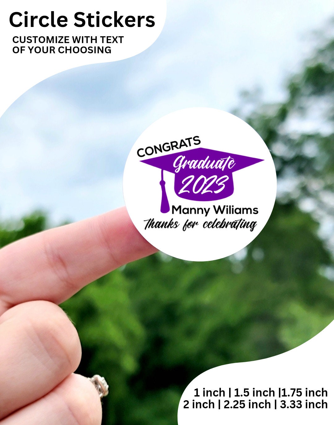 Graduation Stickers - Custom Grad Party Labels, Class of 2025 Stickers ...