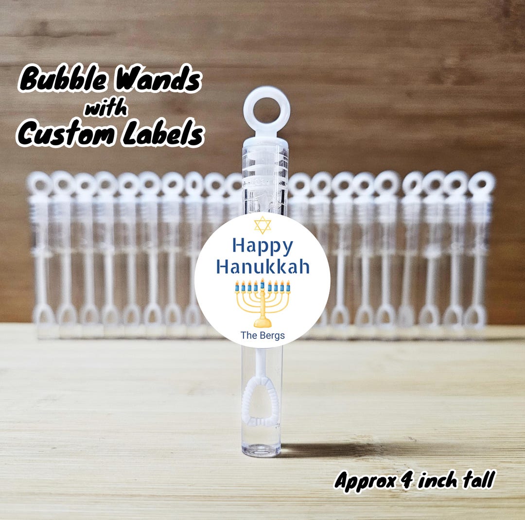 Happy Hanukkah Bubble Favors - Labels & Filled Bubble Wands - Winter ...