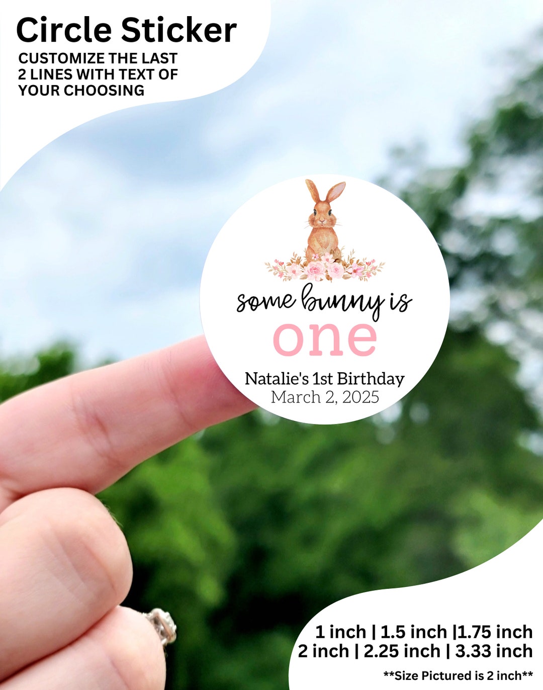 Some Bunny is One Pink 1st Birthday Stickers - Custom Girl Bunny ...