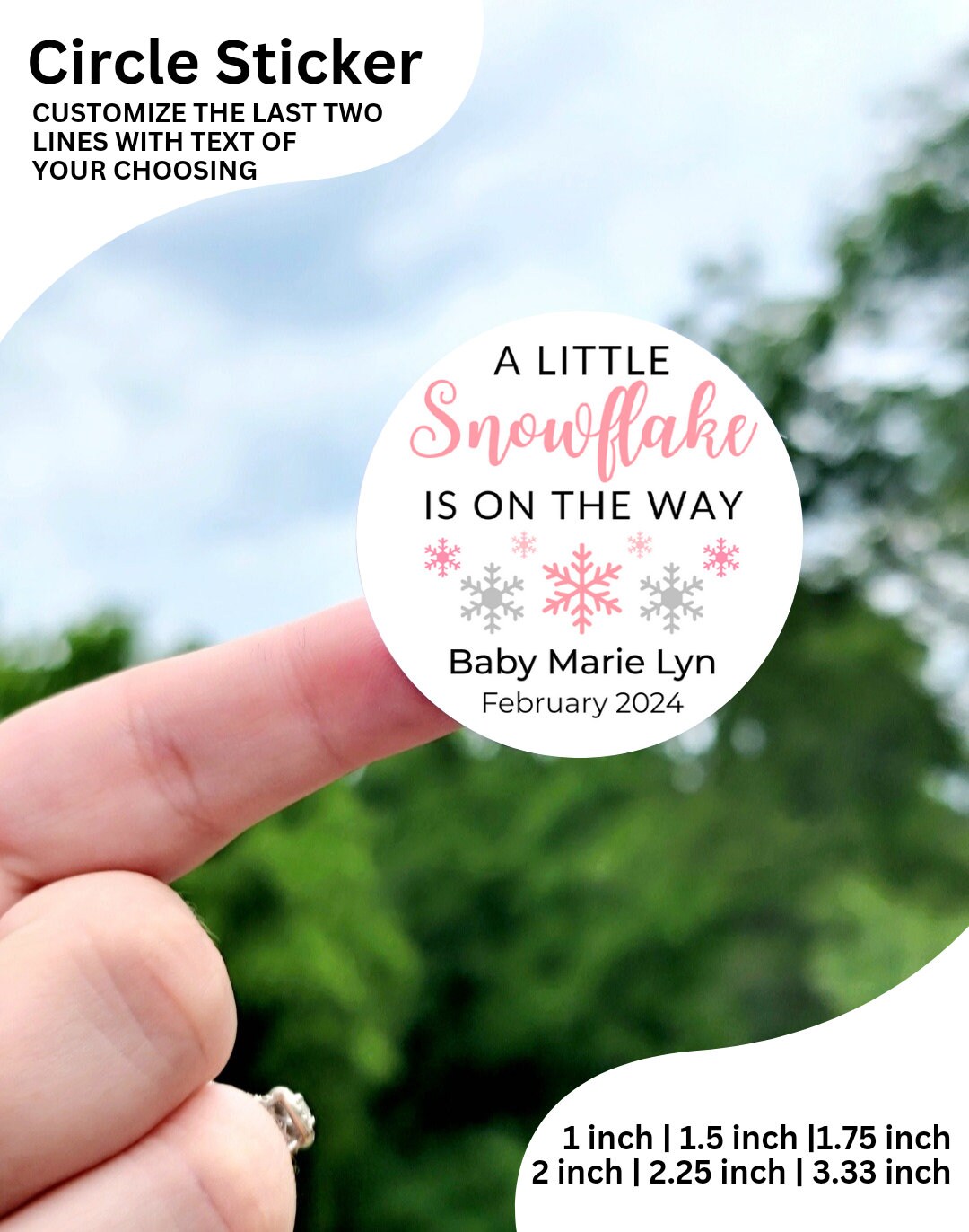 A Little Snowflake Stickers - Custom Winter Baby Shower Stickers, Girl ...