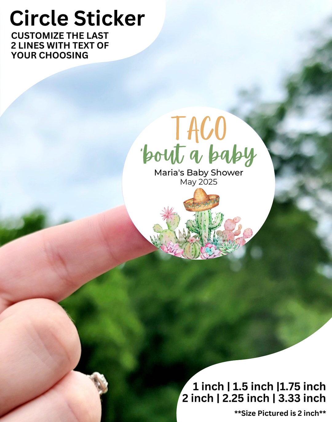Taco 'bout a Baby Shower Stickers - Custom Fiesta Baby Shower Labels ...