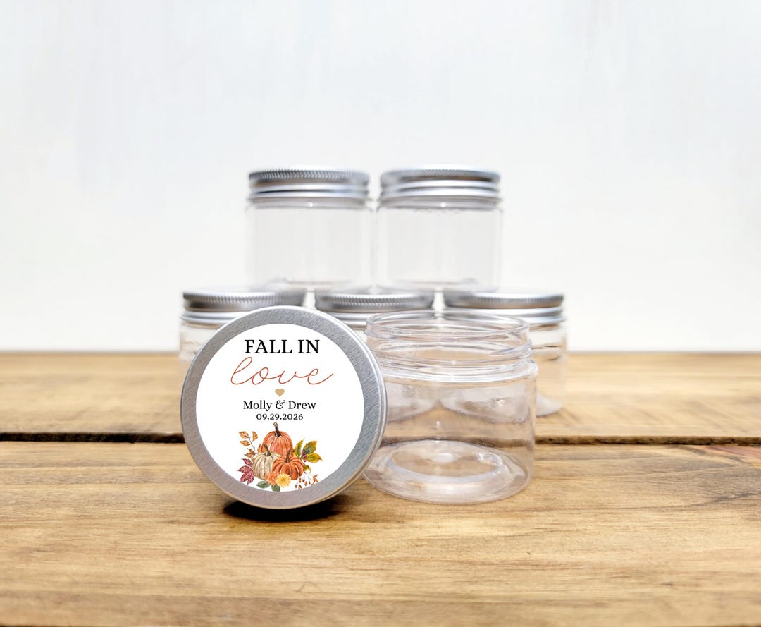 Fall in Love Mini Jar Favors - Empty Jars W/ Custom Lids - DIY Candy ...