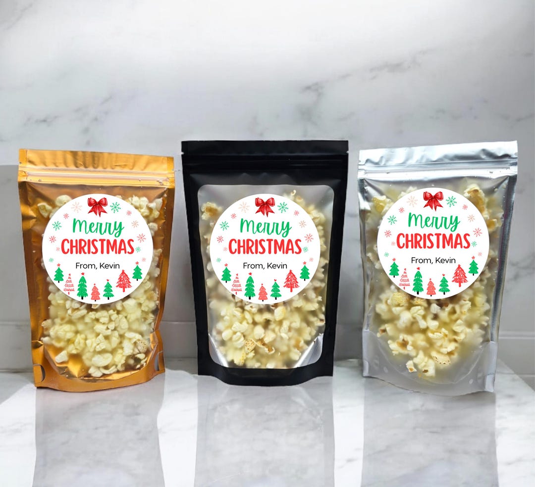 Merry Christmas Snack Bag Favors, Winter Gift, Stand up Bag, DIY ...