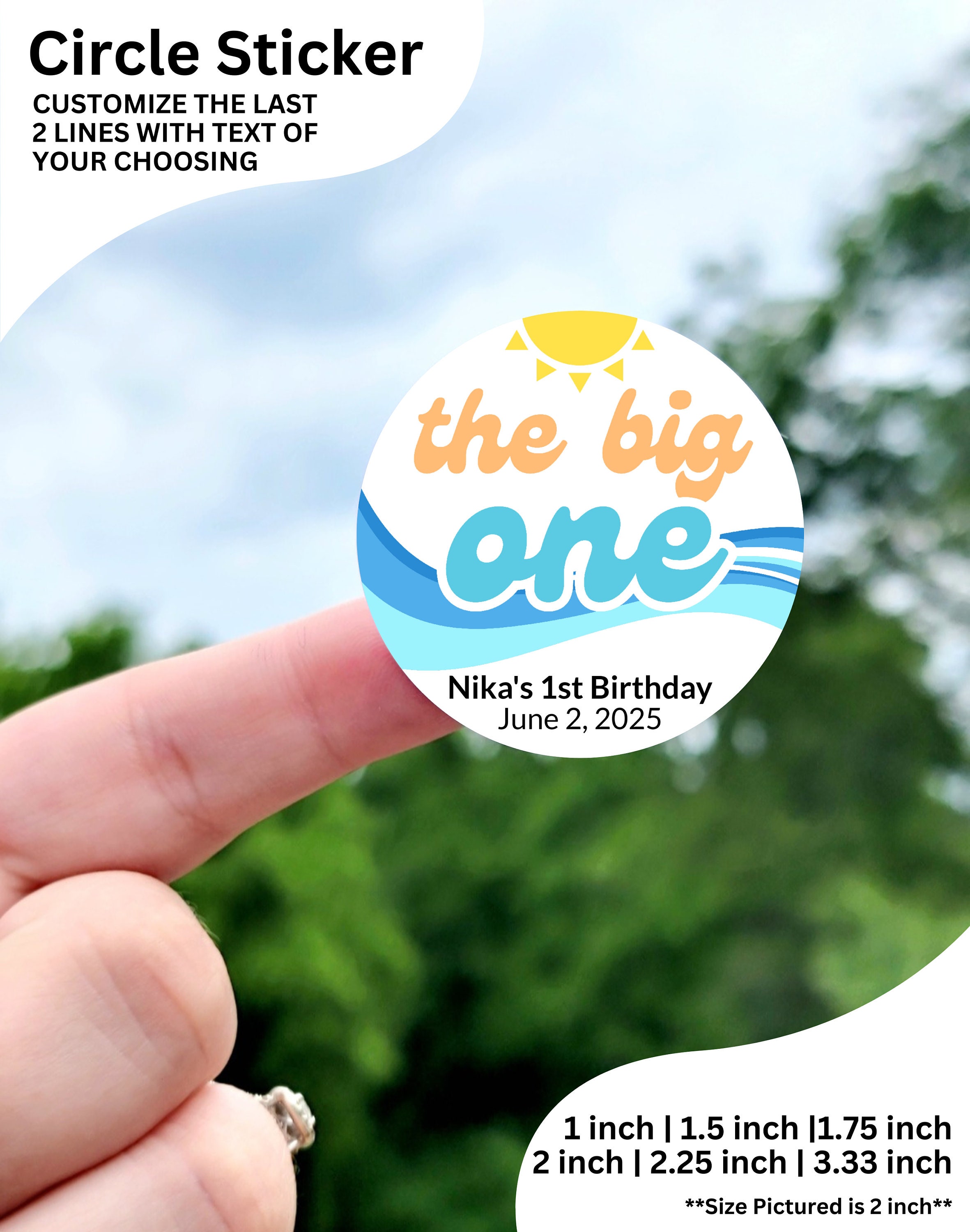 The Big One 1st Birthday Stickers Custom Surfing Birthday Party Labels ...