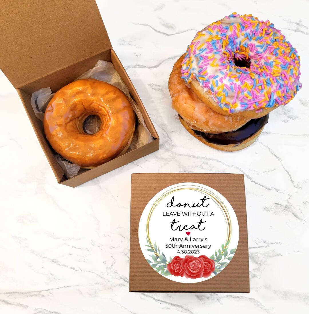Anniversary Party Donut Box - Custom Donut Favors, Anniversary Donuts ...