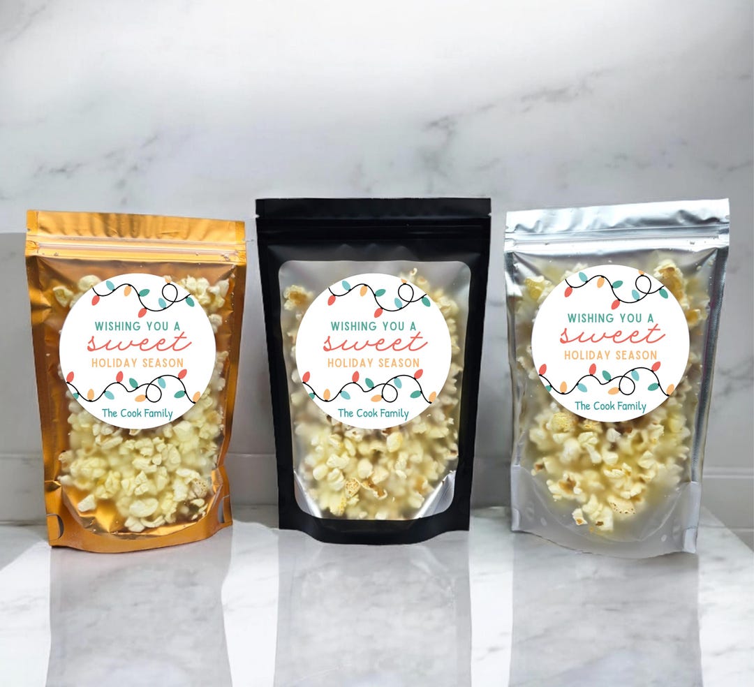 Wishing You A Sweet Holiday Season Snack Bag Favors, Winter Gift, Stand ...
