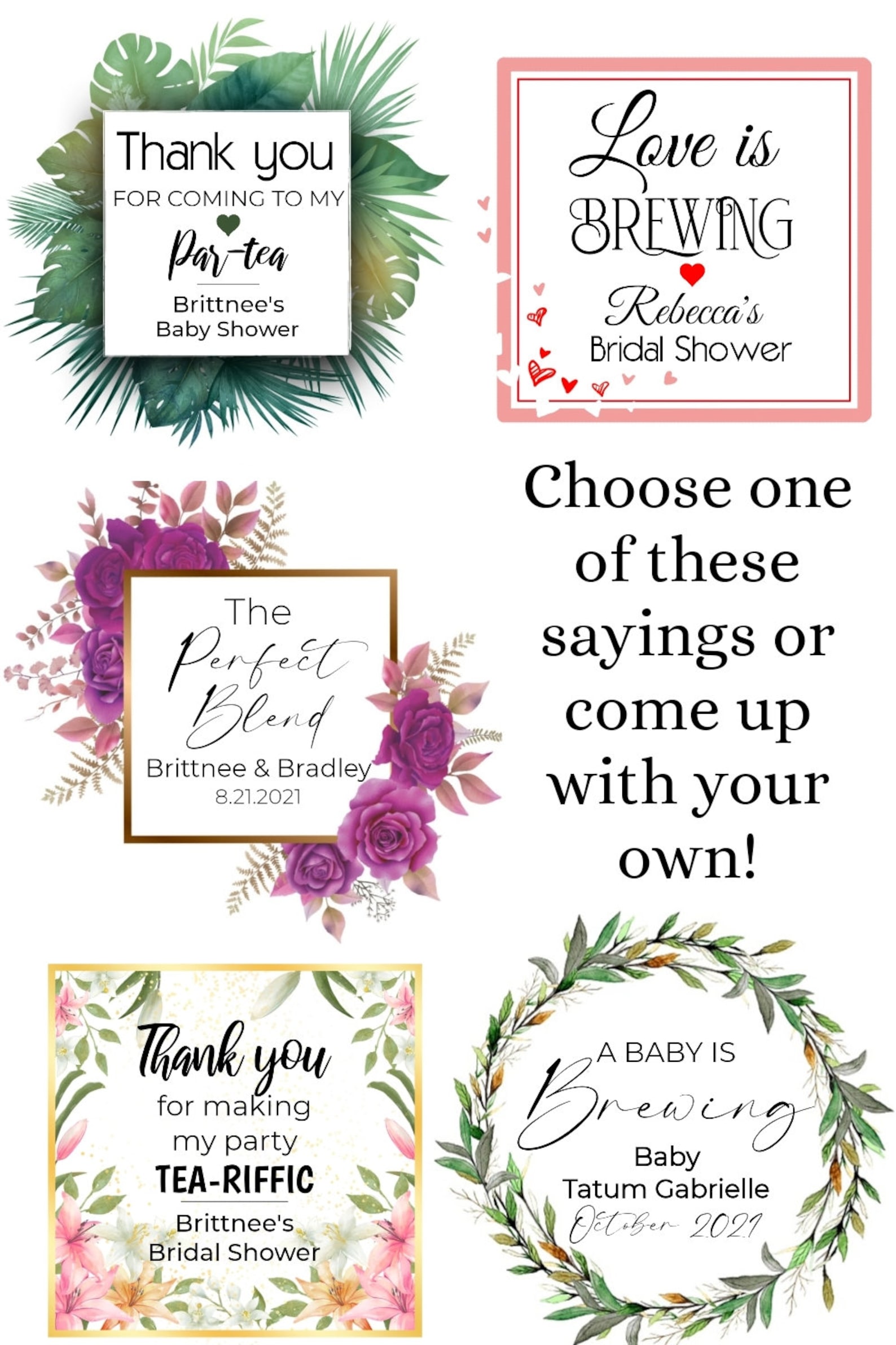 Personalized Tea Bag Favors W/ Custom Label Wedding Tea - Etsy