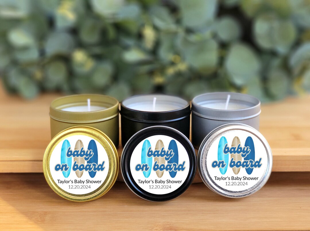Blue Baby on Board Candle Favors - 4oz Soy - PRE-ASSEMBLED - Ocean ...