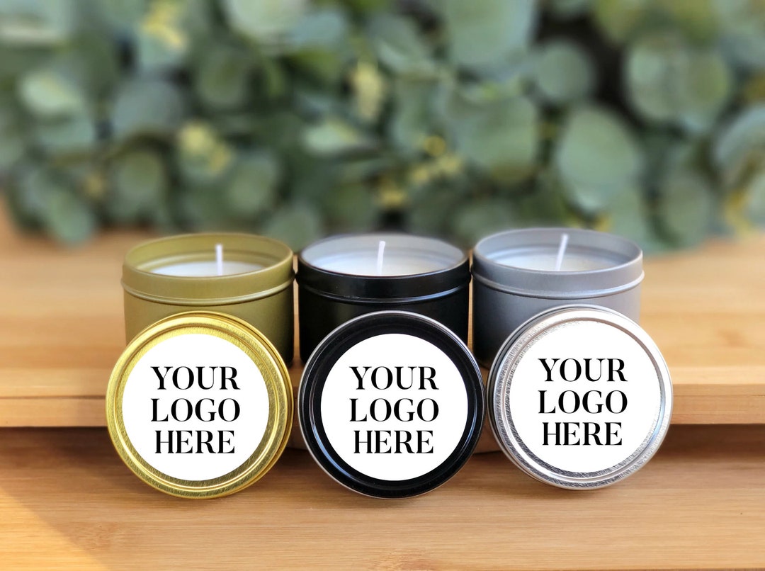 Business Logo Candle Favors - PRE-ASSEMBLED - 4 Oz Natural Soy - Custom ...