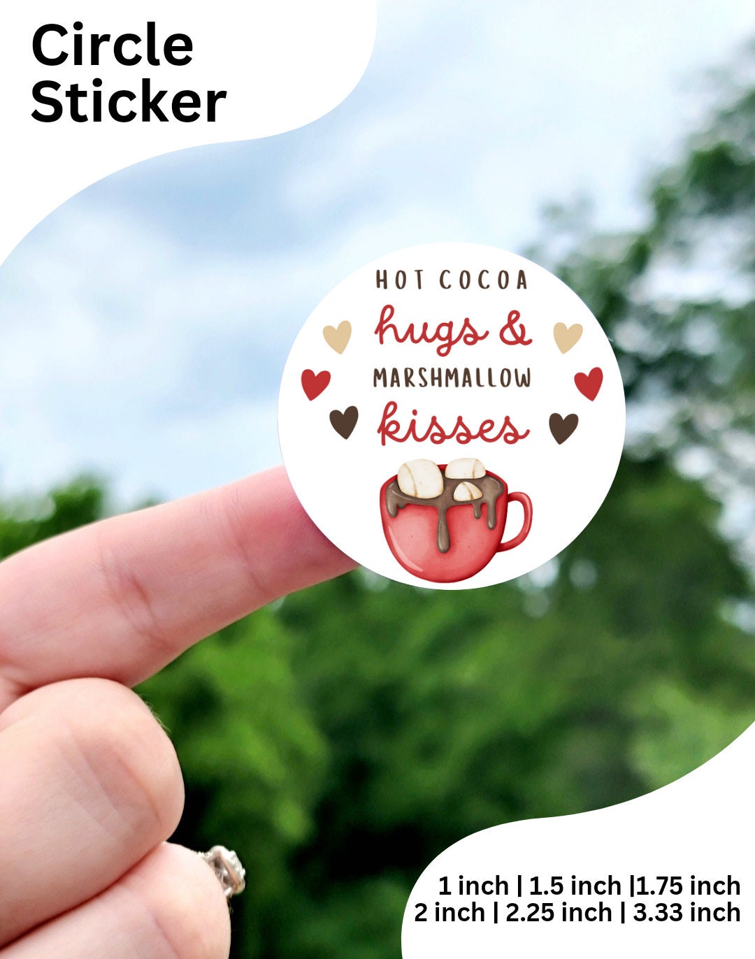 Hot Cocoa Hugs & Marshmallow Kisses Stickers - Christmas Stickers ...