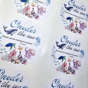 Oneder the Sea 1st Birthday Stickers - Custom Sea Birthday Party Labels ...