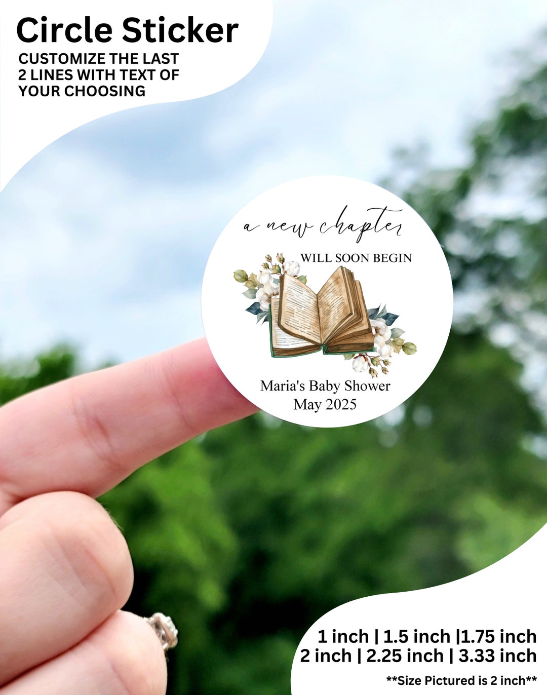 New Chapter Baby Shower Stickers - Custom Storybook Baby Shower Labels ...