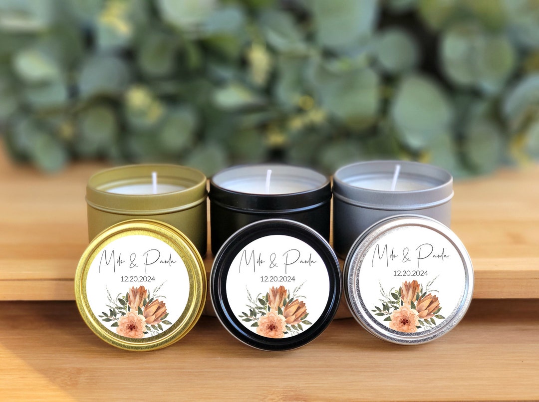 Floral Terracotta Candle Favors - 4oz Soy PRE-ASSEMBLED - Burnt Orange ...